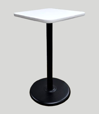 24" White Square Bar Table with Black Base