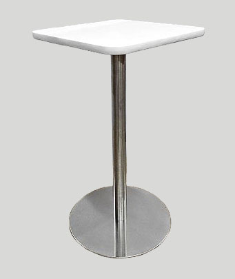 24" White Square Bar Table with Chrome Base
